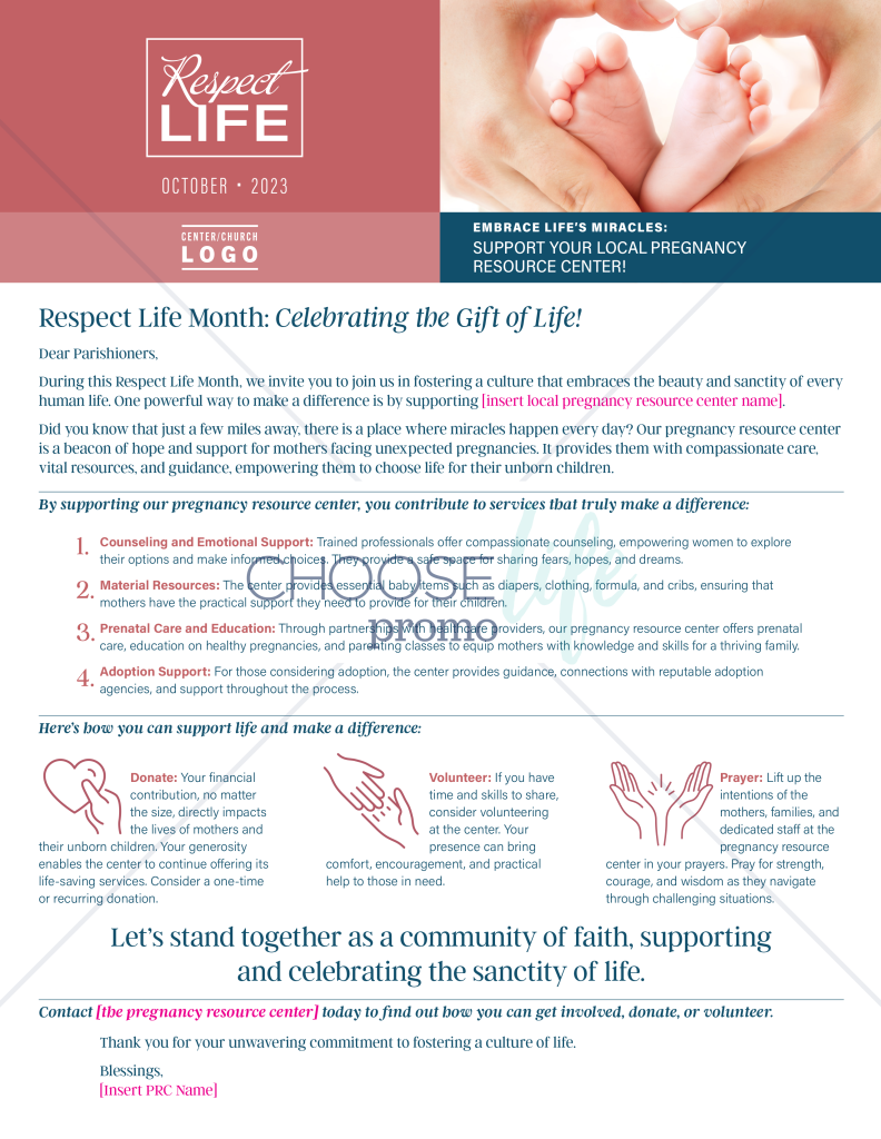 Respect Life Bulletin Insert | Choose Life Express